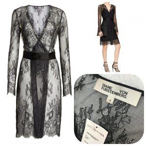 Diane Von Furstenberg | Dresses | Auc New Dvf Black Overlay Lace Vneck ...